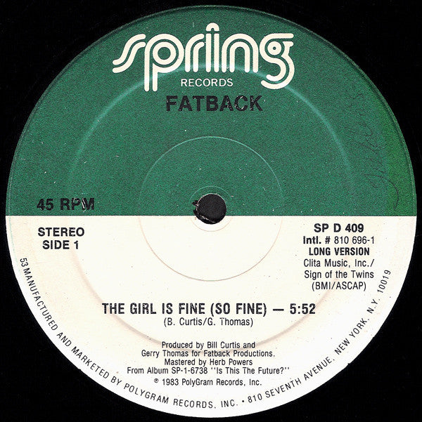 Fatback* - The Girl Is Fine (So Fine) - Buy Used Vinyl Records ...